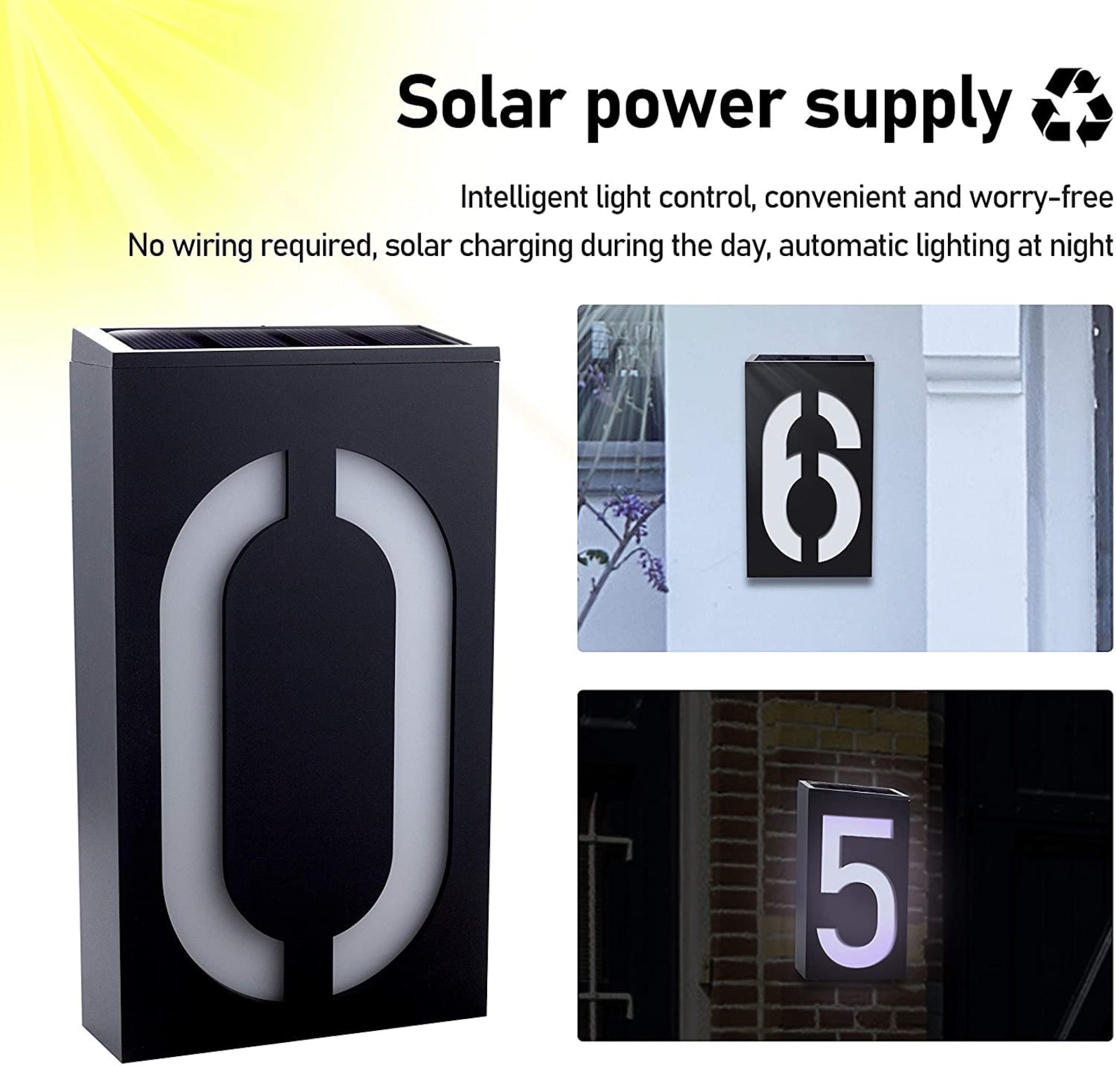 Solar House Numbers LED Lighted House Number Metal Address | Etsy