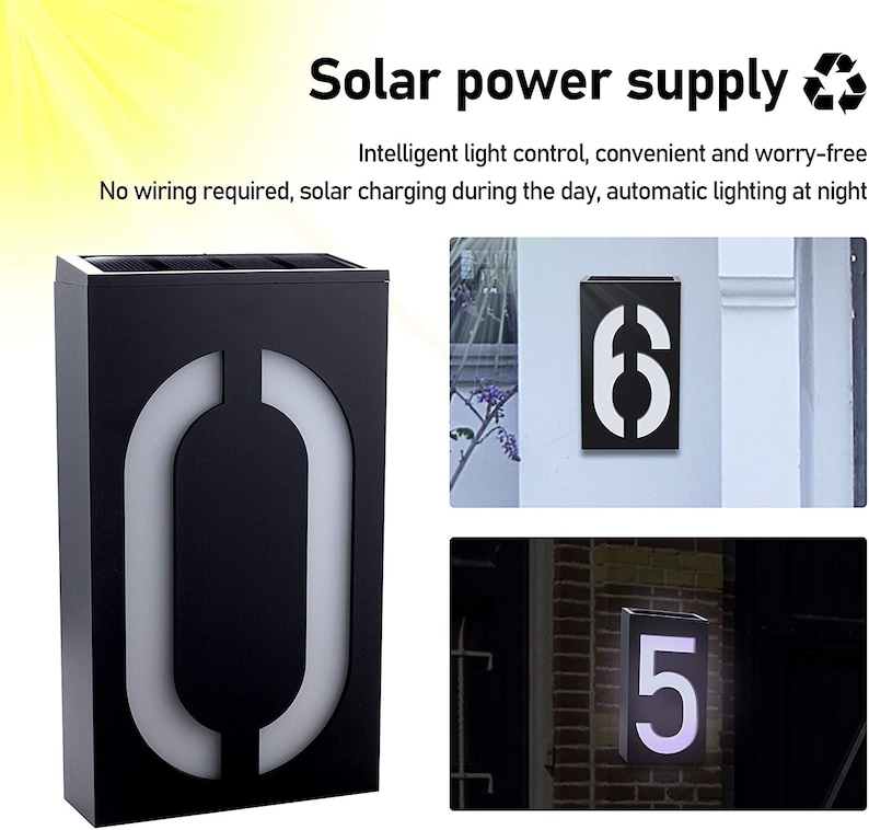 Solar House Numbers LED Lighted House Number Metal Address - Etsy