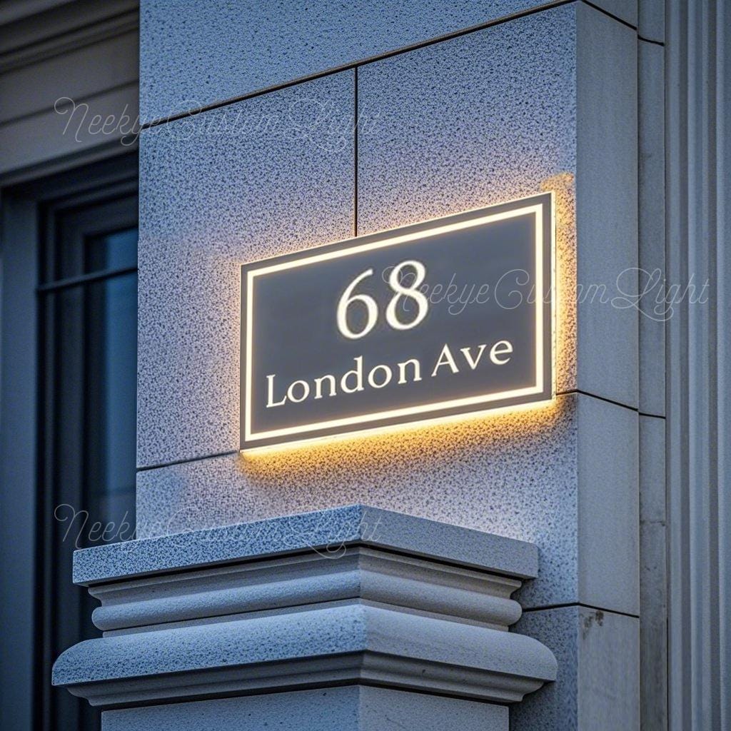 Custom Glowing Address Sign - LED Backlit House Numbers & Street Name ...