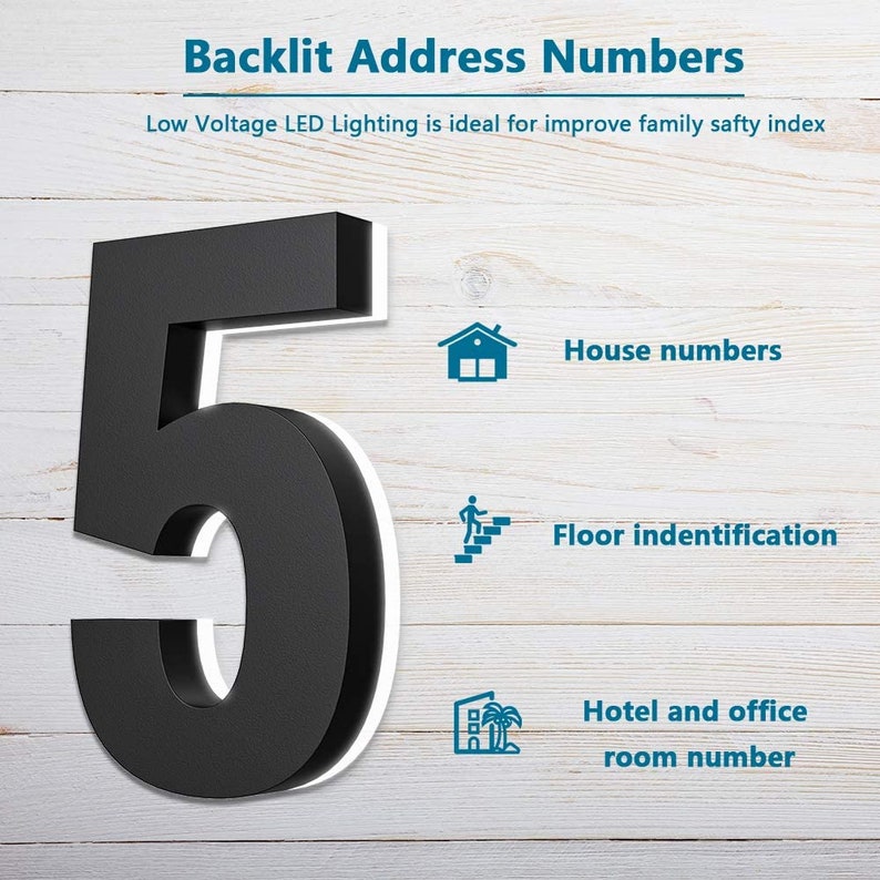 Lighted House Number,backlit Floating LED Lighted Outdoor Large Address ...