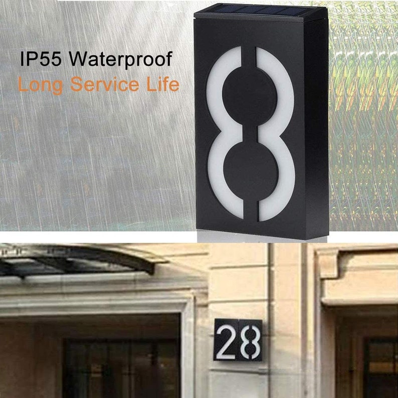 Solar House Numbers LED Lighted House Number Metal Address - Etsy