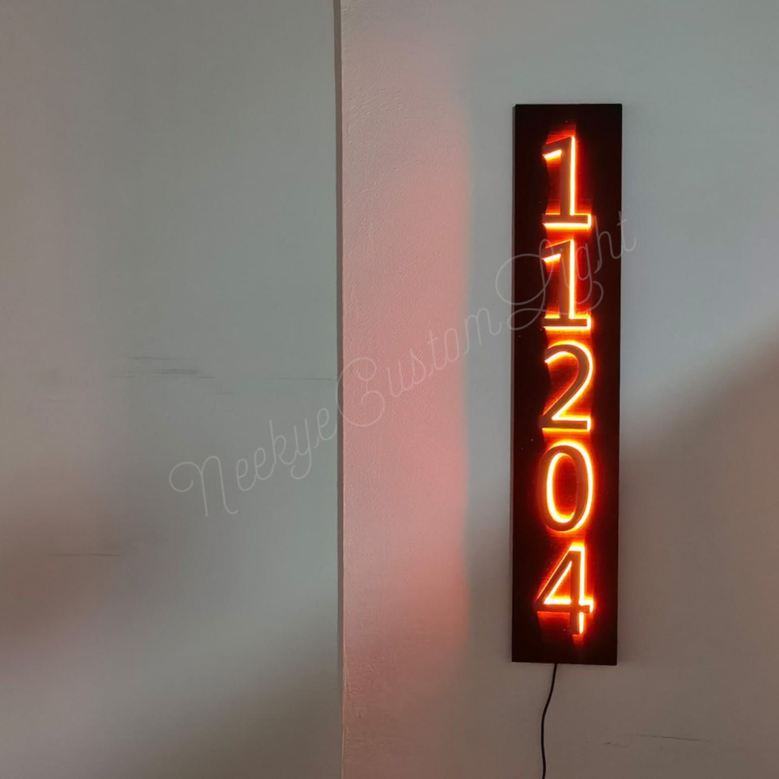 Custom Metal Illuminated Led House Number Light Outdoor - Etsy