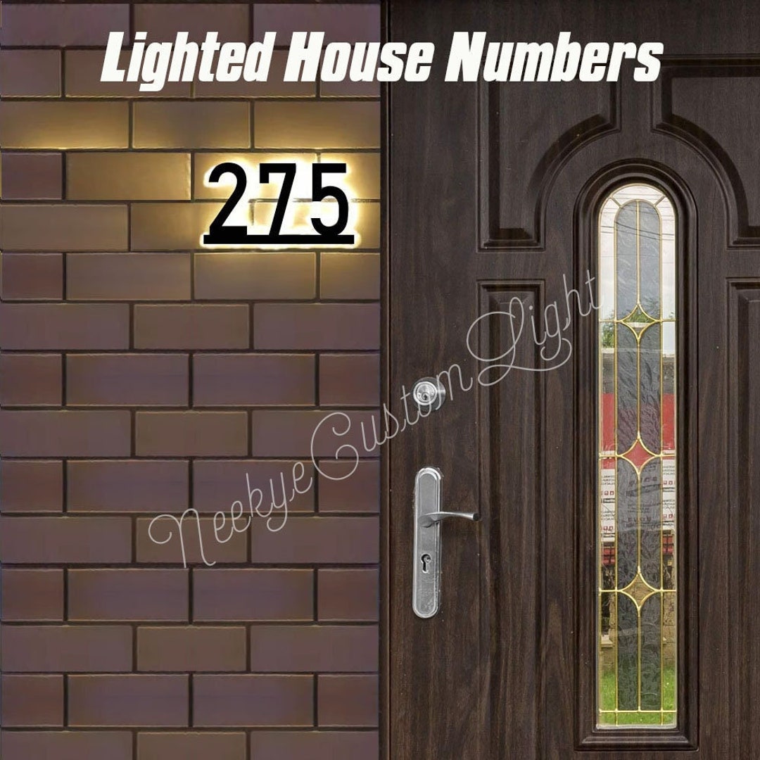 Lighted House Numbers,led Lighted House Number,metal Address Plaque ...