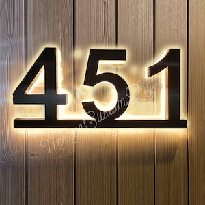 Lighted House Numbers,led Lighted House Number,metal Address Plaque ...