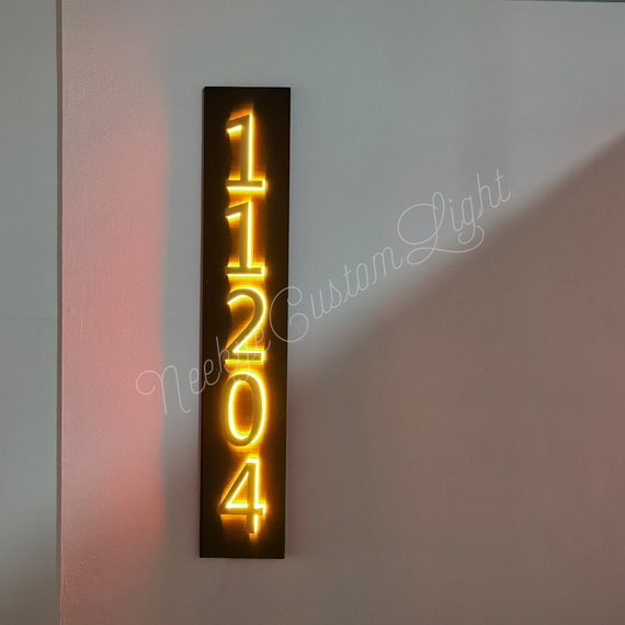 Custom LED House Numbers Sign 3D Vertical5 LED - Etsy