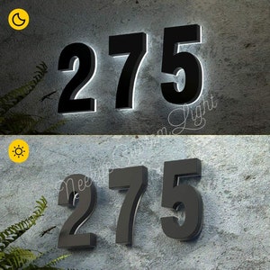 LED Backlit House Number/letter in Black or Silver,customizable for ...