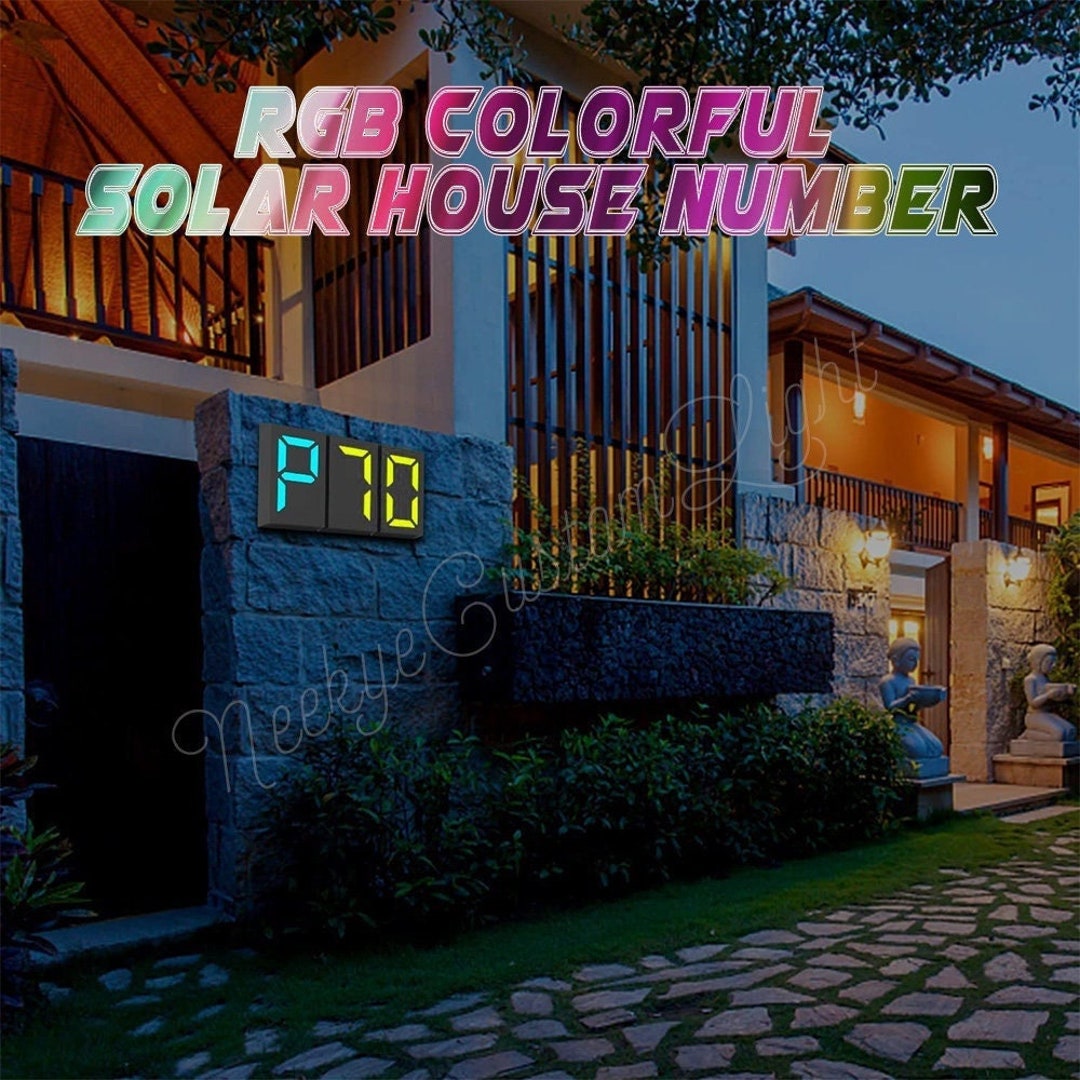 RGB Solar House Numbers Light,diy Outdoor Diy Solar Address Sign,led ...