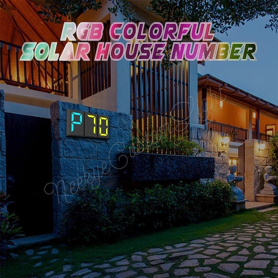Blue Solar Powered House Numbers