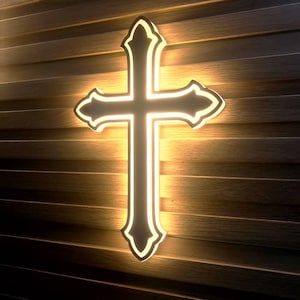 Custom Illuminated LED Cross Sign丨modern LED Metal Cross Wall ...