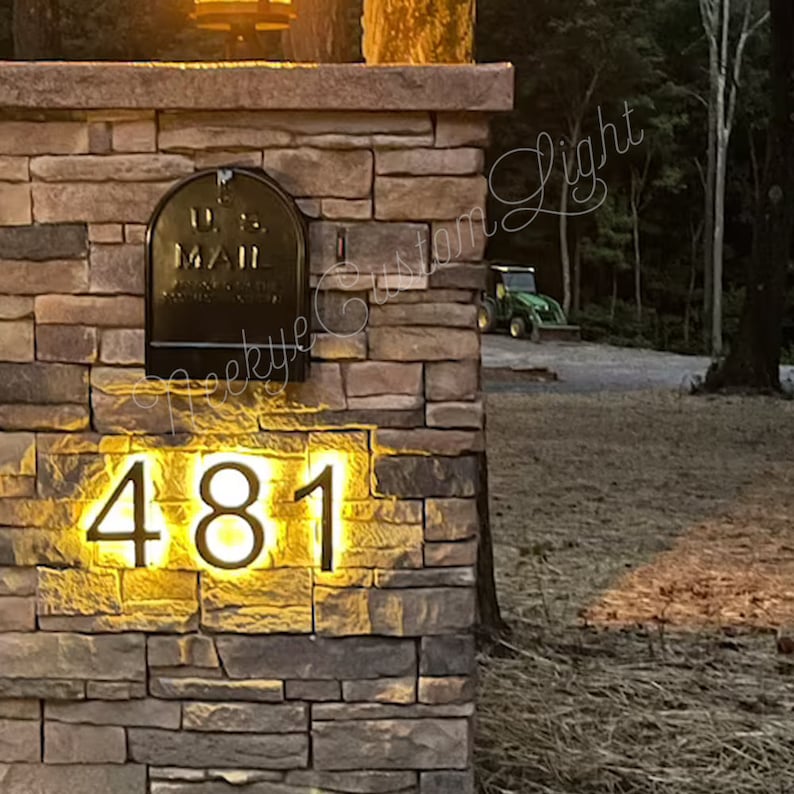 LED Backlit House Number/letter in Black or Silver,customizable for ...