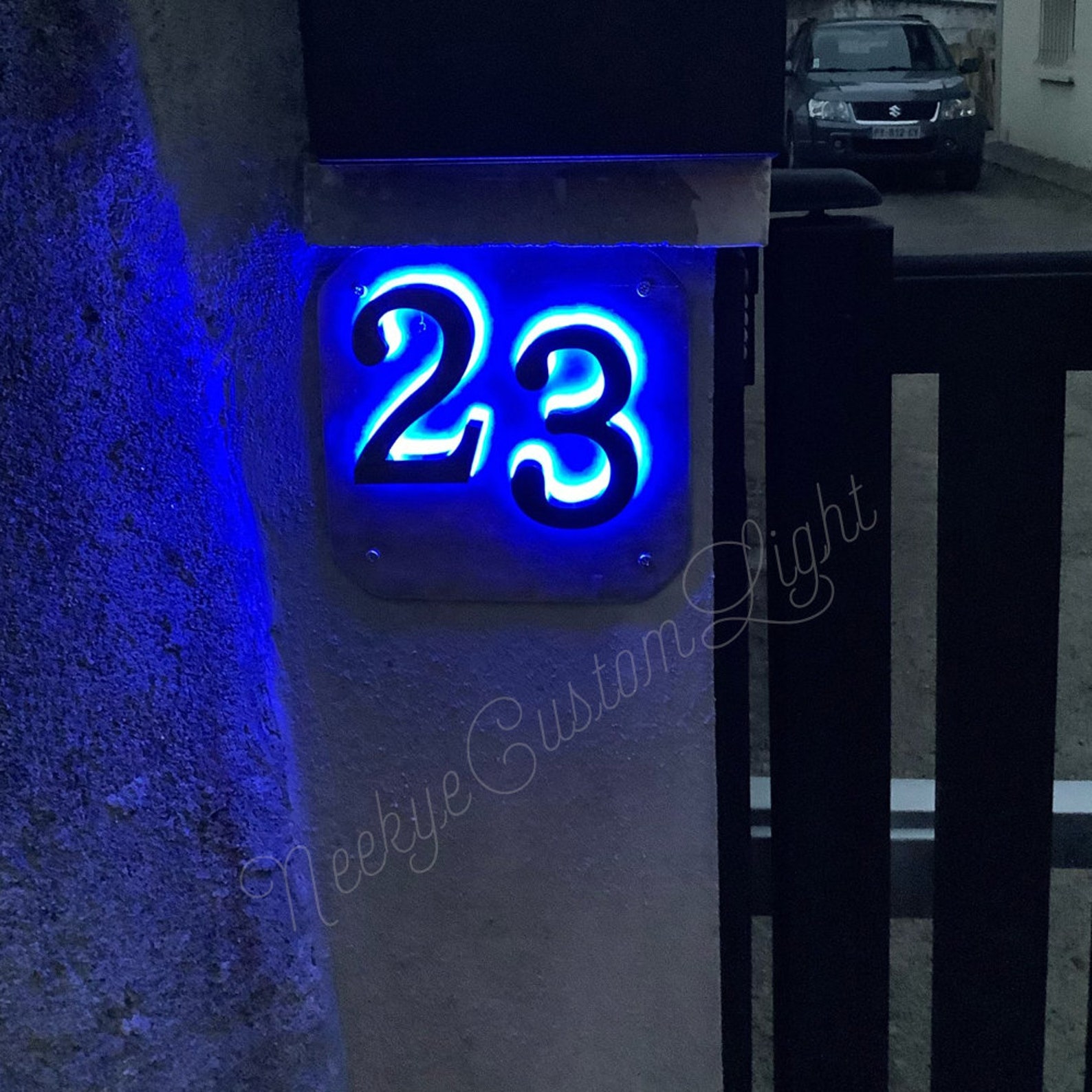 Custom Metal Illuminated Led House Number Light Outdoor - Etsy