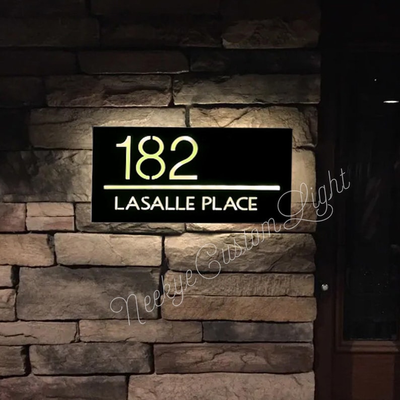 Custom LED Back-lit Lighted House Number Sign Hollow Stainless Steel ...
