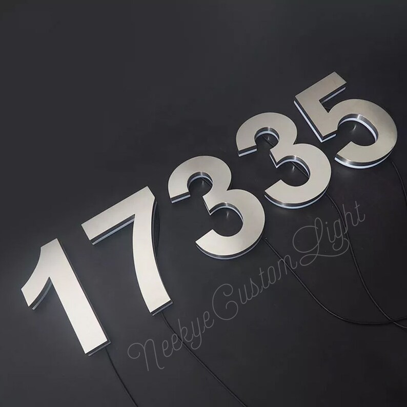 Custom Metal Illuminated Led House Number Light Outdoor - Etsy