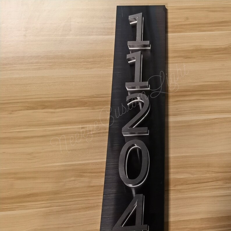 Custom LED House Numbers Sign - 3D, Vertical,5" LED Numbers, Illuminate ...