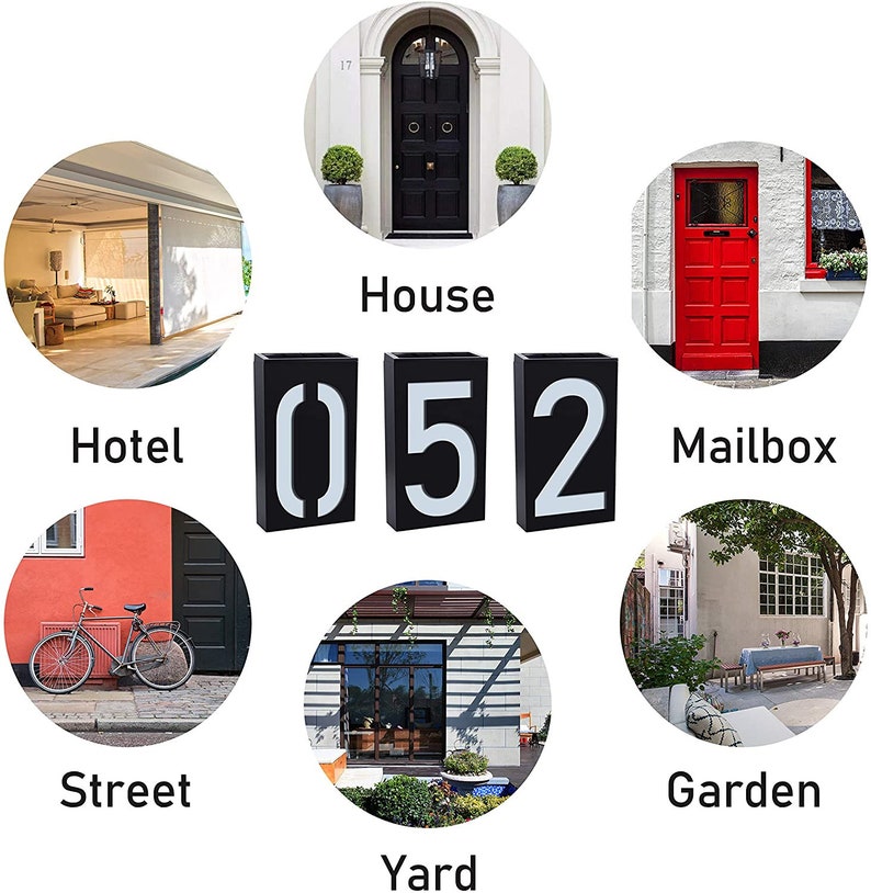 Solar House Numbers LED Lighted House Number Metal Address | Etsy