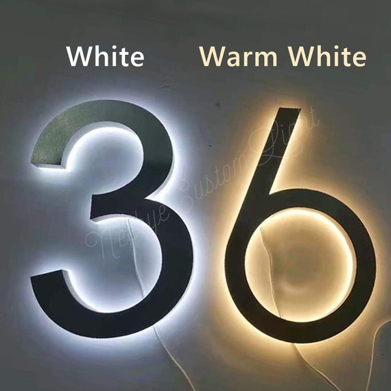 Custom Metal Illuminated Led House Number Light Outdoor - Etsy Australia