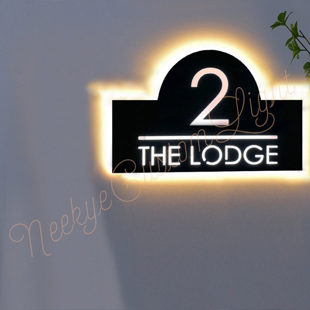 Custom House Number Sign丨 Modern LED Number Box丨personalized LED ...