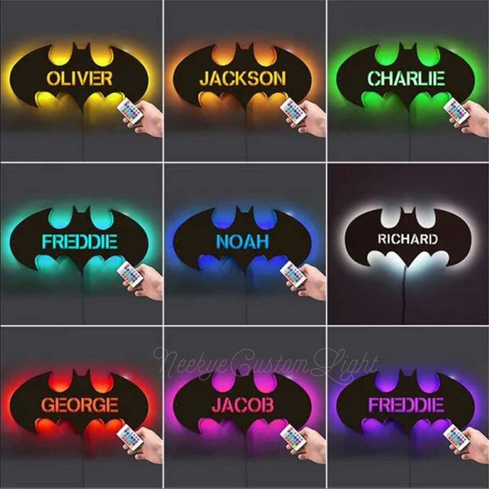 Personalized Wooden Bat LED Lamp丨name Decor Night Light With 16 Colors ...