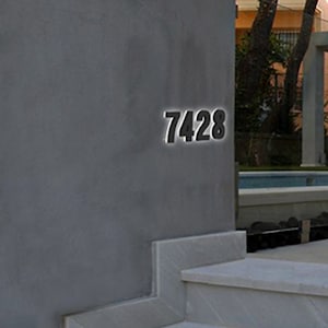 Lighted House Number,backlit Floating LED Lighted Outdoor Large Address ...