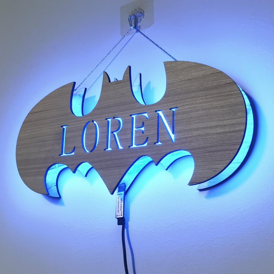 Personalized Wooden Bat LED Signs for Wall Decor丨custom Name Night ...