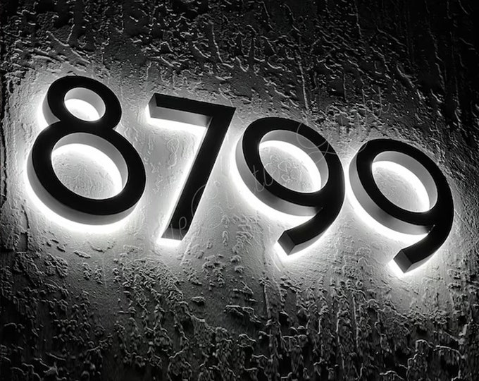 Lighted House Number,backlit Floating LED Lighted Outdoor Large Address ...