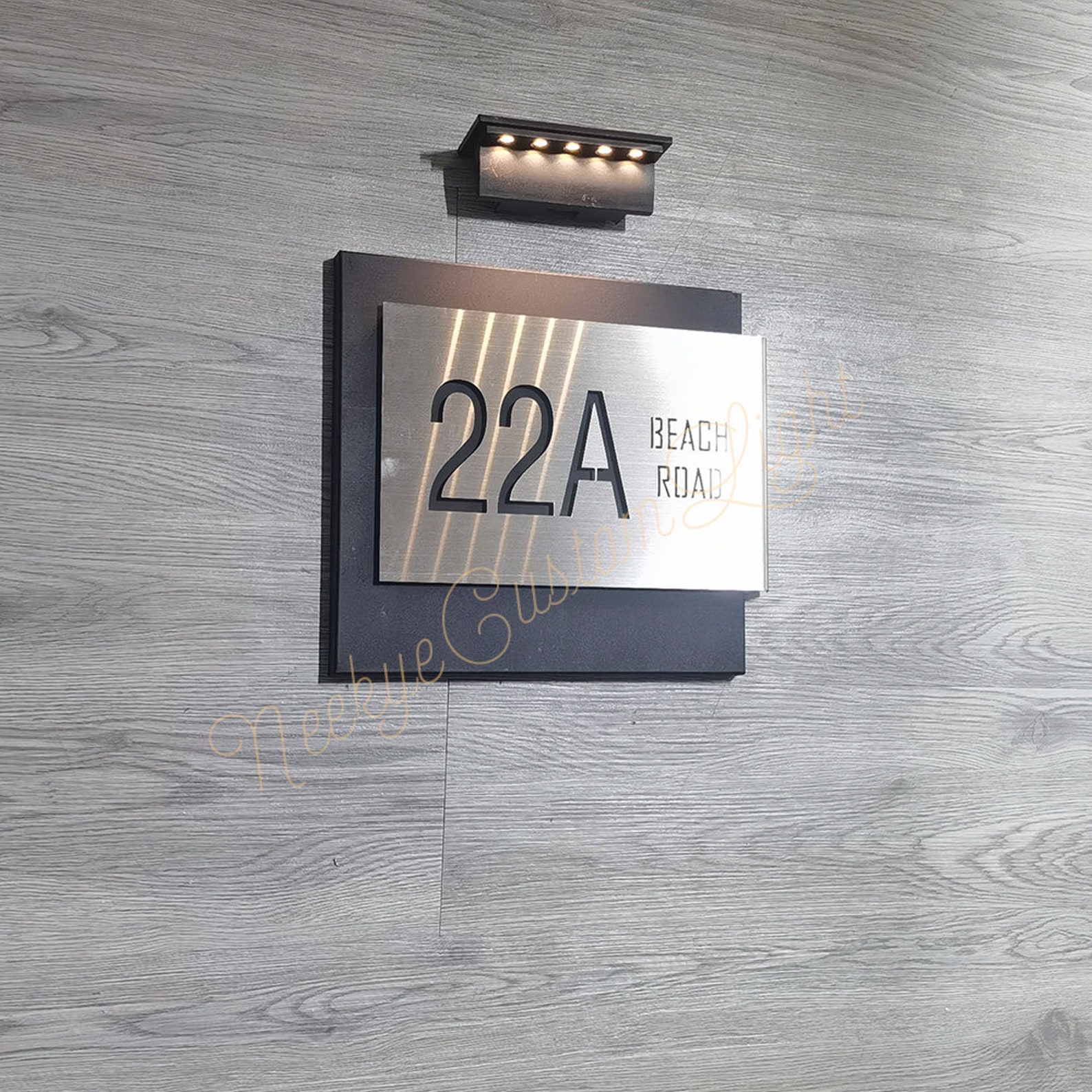 LED Metal House Number Sign Light up Solar Light With - Etsy
