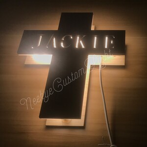 Personalized Wood Cross LED Light Sign丨custom Name Decor Night Light丨 ...