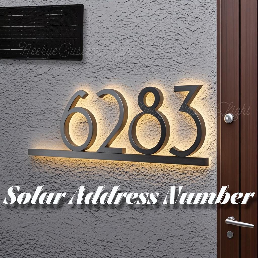Custom Solar House Numbers,led Lighted Mailbox Sign,metal Address ...