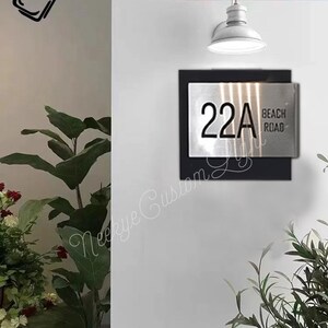LED Metal House Number Sign | Light up Solar Light With Stainless Steel ...