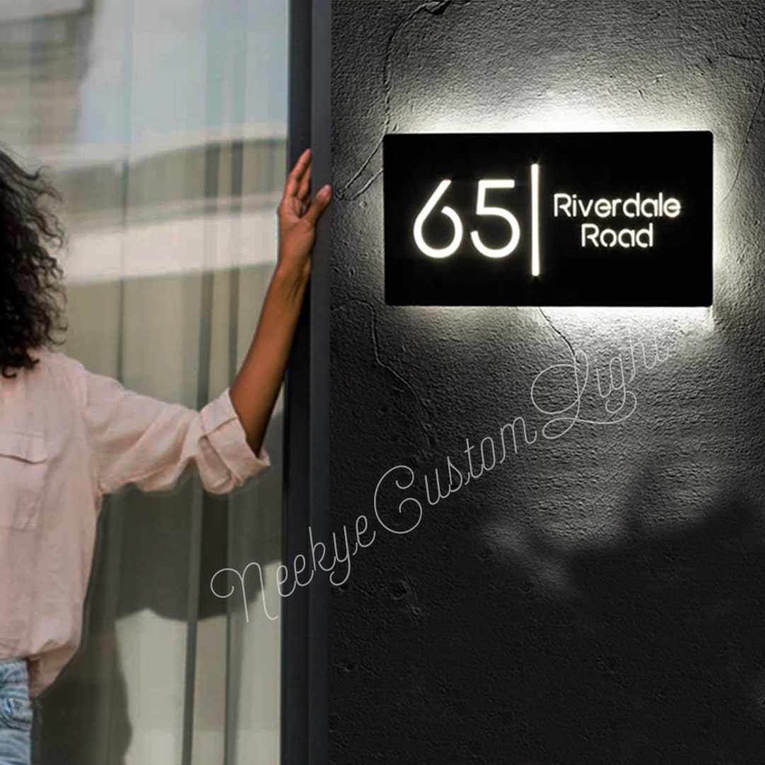 Custom House Number Sign,led Number Box,personalized Address Plaque,led ...