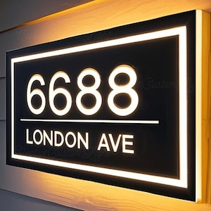 Custom Glowing Address Sign - LED Backlit House Numbers & Street Name ...