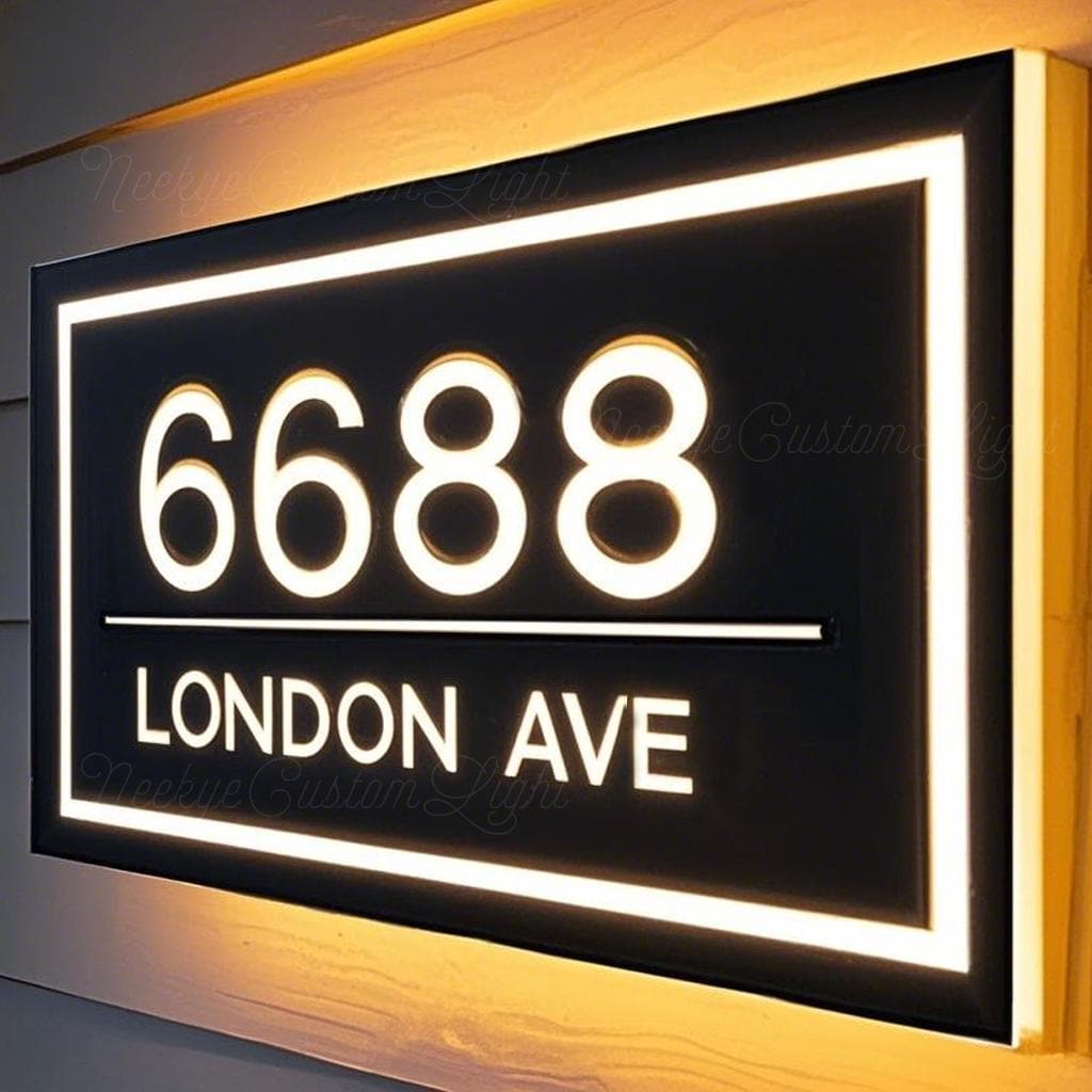 Custom Glowing Address Sign - LED Backlit House Numbers & Street Name ...