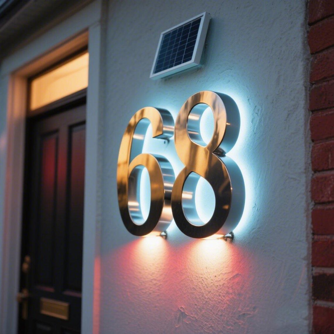 Custom Solar Powered Metal Led House Number Light for Outdoor Use ...