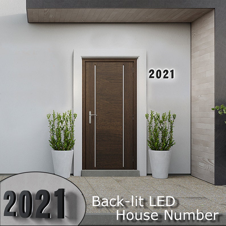 Lighted House Number,backlit Floating LED Lighted Outdoor Large Address ...