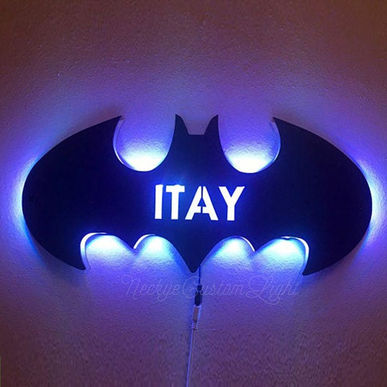 Personalized Wooden Bat LED Lamp丨name Decor Night Light With 16 Colors ...
