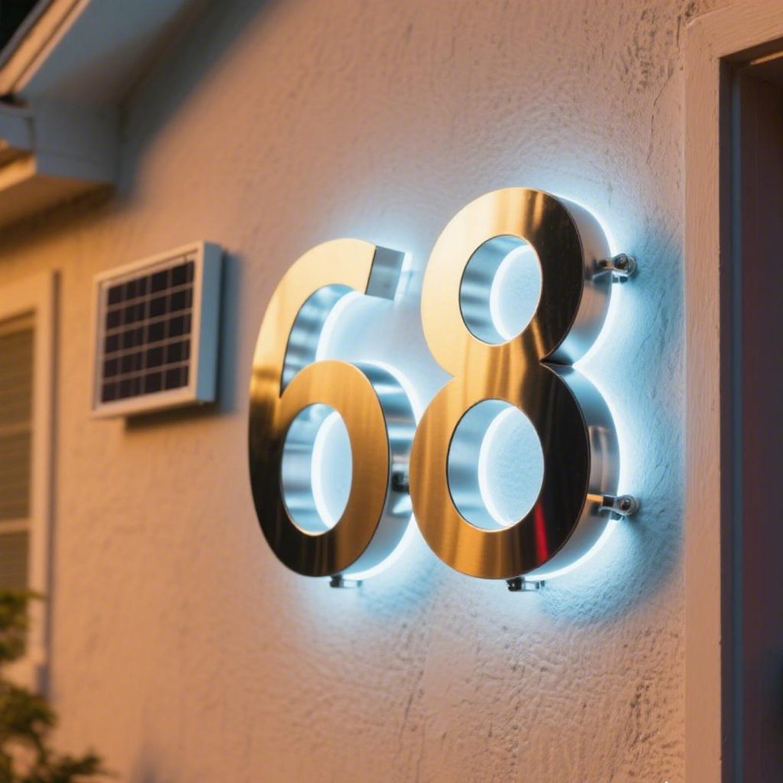 Custom Solar Powered Metal Led House Number Light for Outdoor Use ...