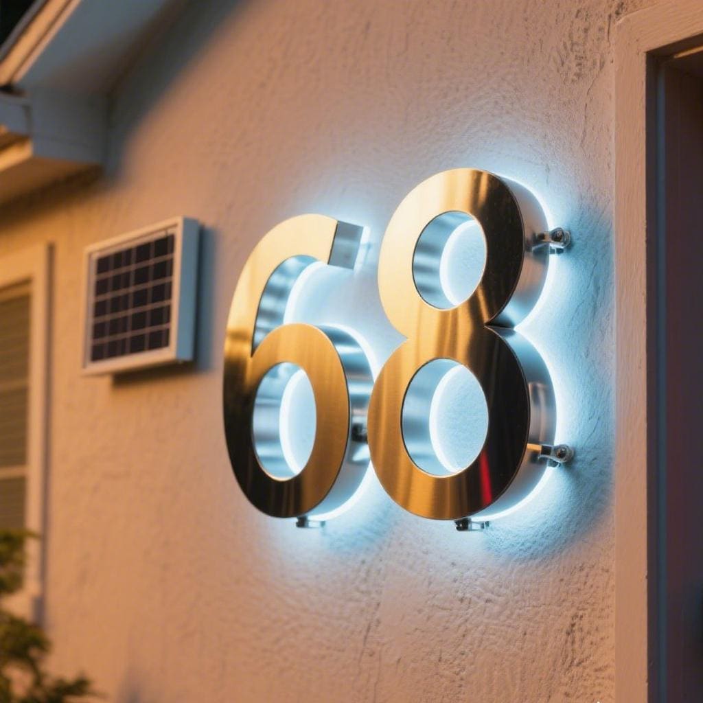 Custom Solar Powered Metal Led House Number Light for Outdoor Use ...