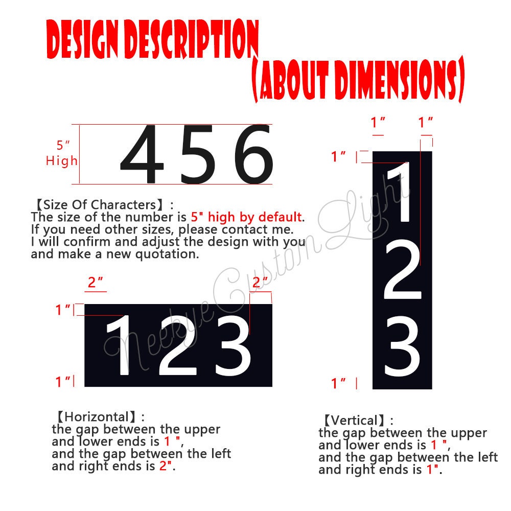 Custom LED House Numbers Sign - 3D, Vertical,5" LED Numbers, Illuminate ...