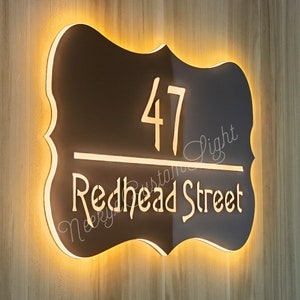 Custom LED Back-lit Lighted House Number Sign Hollow Stainless Steel ...