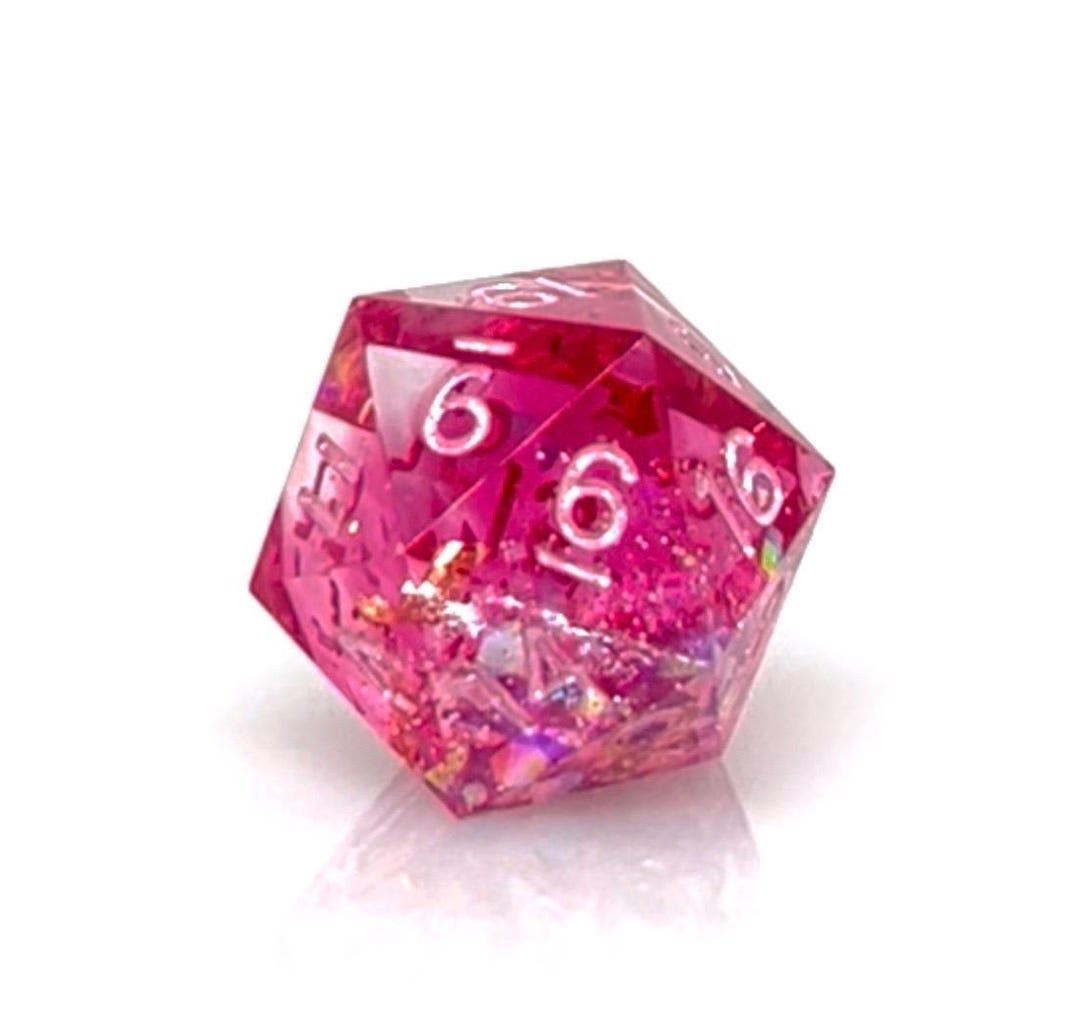 PINK EXPLOSION, Hand-crafted D20 Single Polyhedral Dice for Dungeons ...