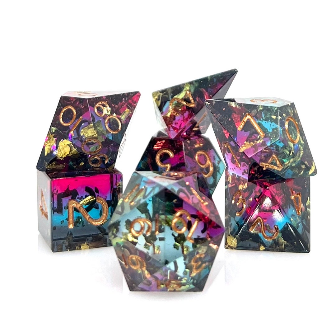 RUBY SUNSET SET, Hand-crafted Polyhedral Dice Set for Dungeons and ...