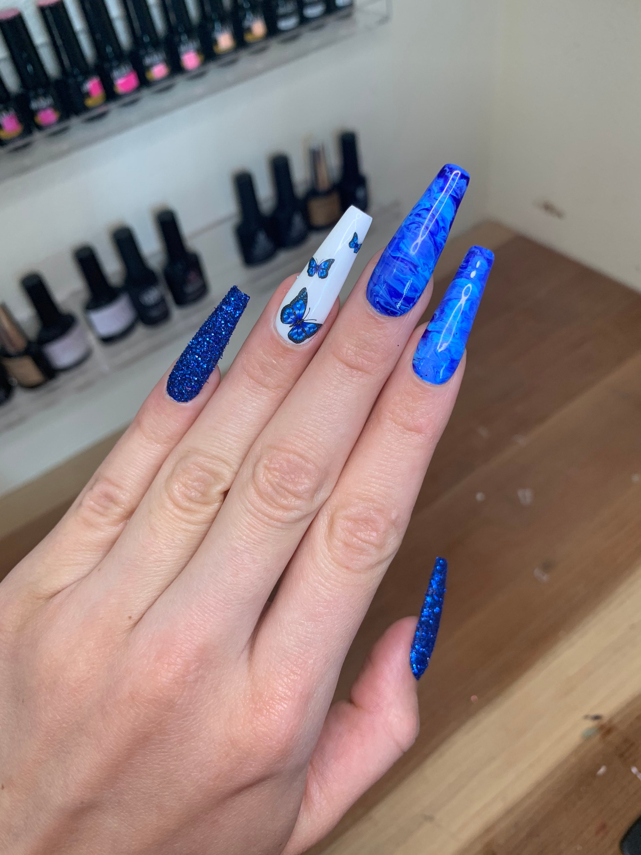 Blue Butterfly Nails | Etsy