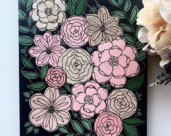 Loose Floral Bouquet. Original Acrylic Painting, 8x11 Canvas - Etsy