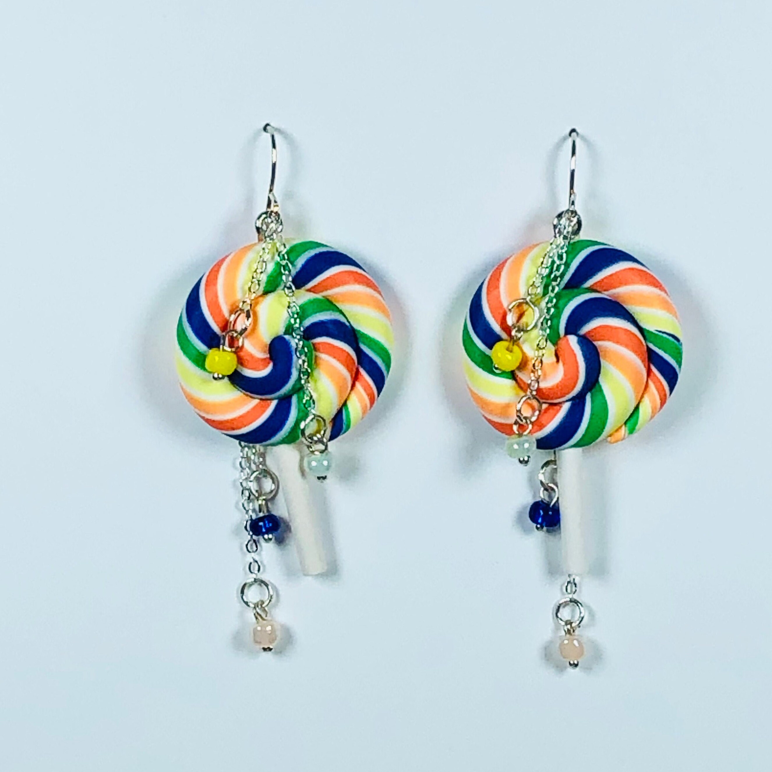 Orange and Blue lollipop earrings | Etsy