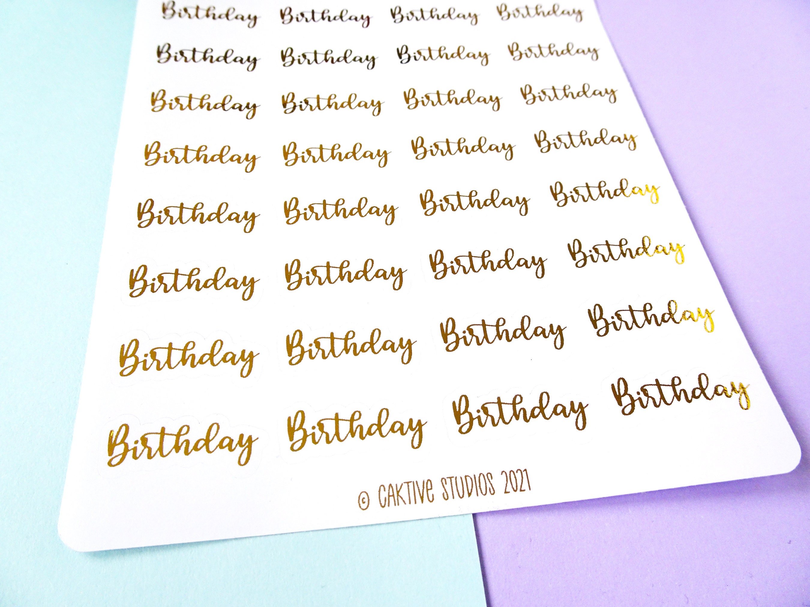 Foil Birthday Script Stickers - Bullet Journal - Functional Planning ...