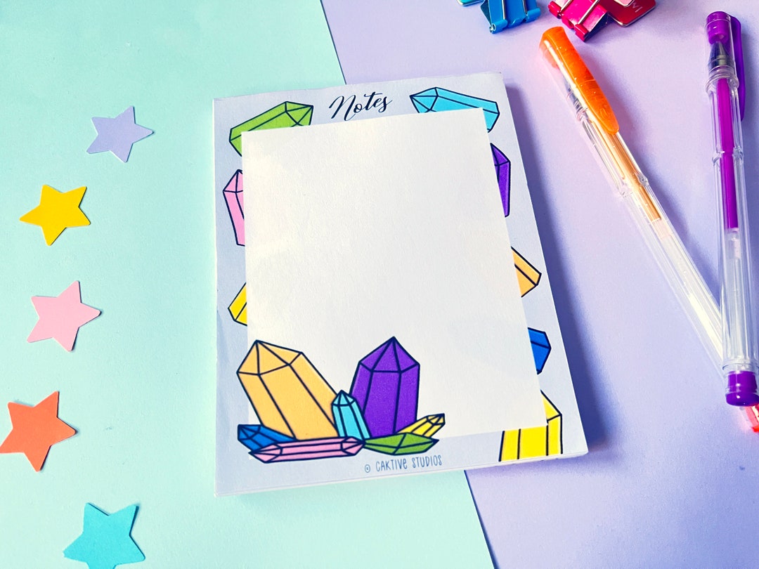 Gemstone and Crystal Note Pad - Blank Memo Paper - Handmade Desk ...