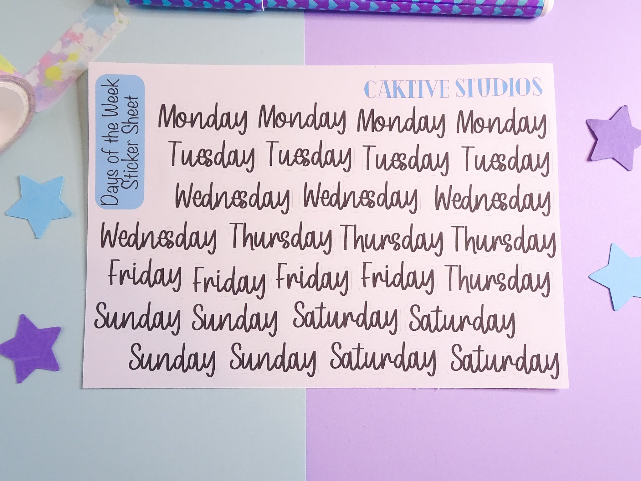 Days of the Week Bullet Journal Stickers Planner Stickers | Etsy