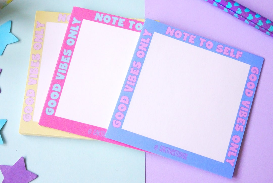 Good Vibes Only Memo Pad Positive Quote Desk Stationery - Etsy UK