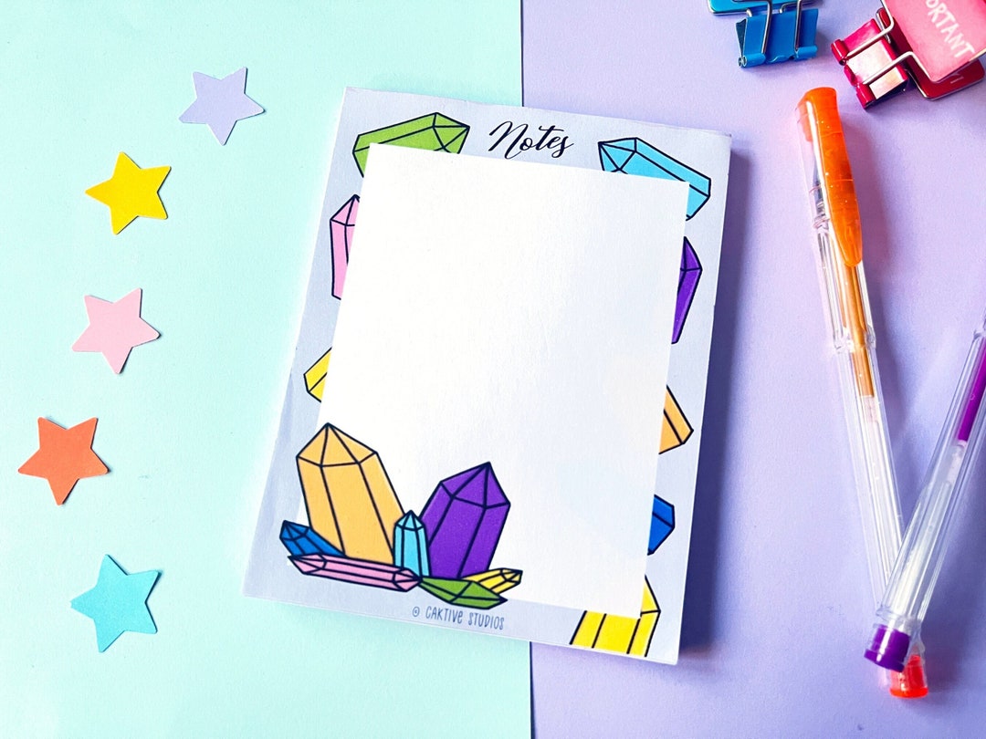 Gemstone and Crystal Note Pad Blank Memo Paper Handmade Desk Stationery ...