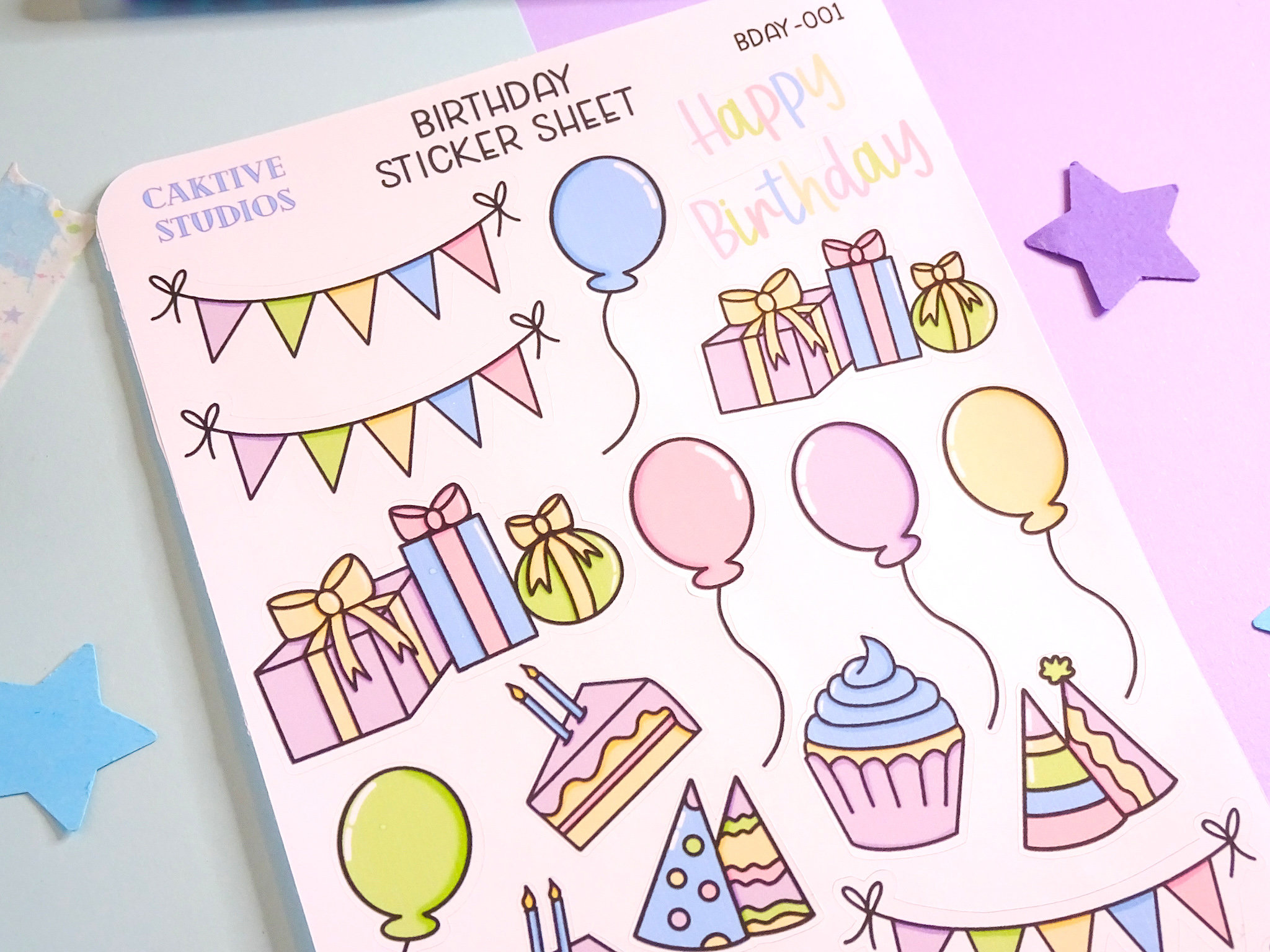 Happy Birthday Sticker Sheet Bullet Journal Stickers - Etsy UK